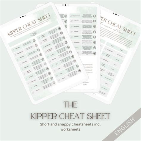 the kipper cheat sheet english version cheatsheets incl wordsheets kipper cards kipper