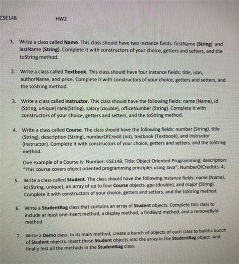 solved cse 148 hw2 1 write a class called name this class