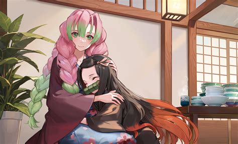 Kamado Nezuko And Kanroji Mitsuri Kimetsu No Yaiba Drawn By Peach Luo