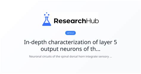 In Depth Characterization Of Layer 5 Output Neurons Of Th Researchhub