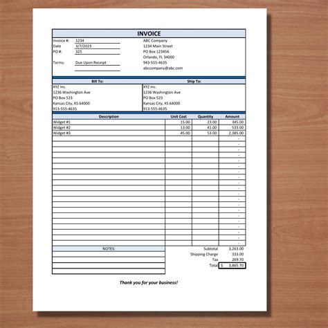 Editable Invoice Template Google Sheets Small Business Invoice Google