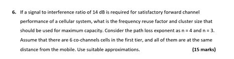 solved 6 if a signal to interference ratio of 14 db is
