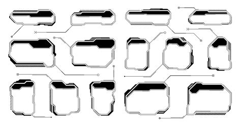 검은색 미래 Hud 또는 Ui 요소 Scifi 사용자 인터페이스 텍스트 상자 호출 경고 메시지 프레임 정보 상자 템플릿 디지털 스타일의 현대 게임 인터페이스 레이아웃 터