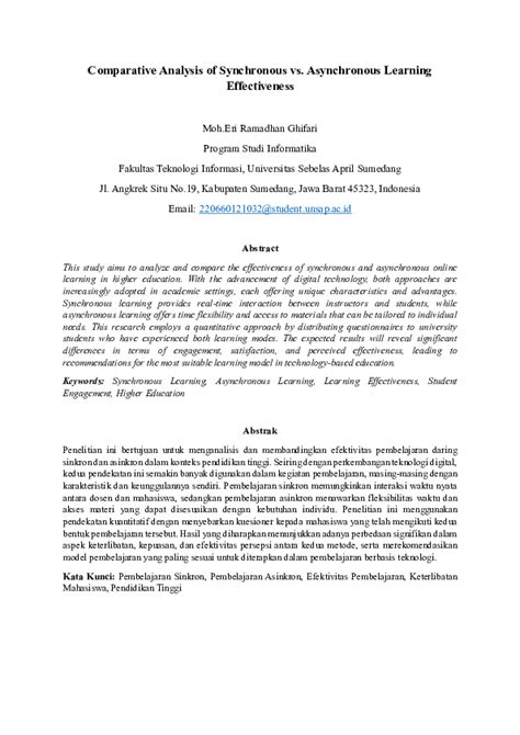 Pdf Comparative Analysis Of Synchronous Vs Asynchronous Learning