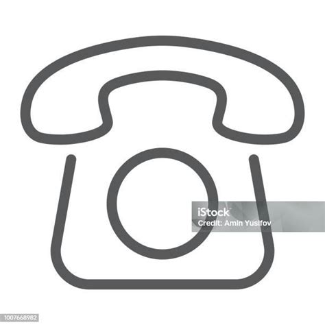 오래 된 전화 라인 아이콘 저희에 게 연락 하 고 전화 복고풍 기호 벡터 그래픽 흰색 배경 선형 패턴 Eps 10 개념에 대한 스톡 벡터 아트 및 기타 이미지 Istock