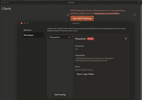 mcp filesystem server disconnected by jonathan gastón löwenstern