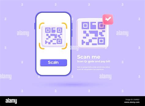 3d Render Of Smartphone And Push Button To Scans Qr Code For Online