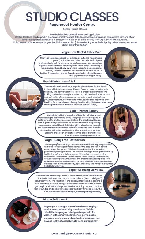 Reconnect Class Descriptions Reconnect Health Center Moncton Nb