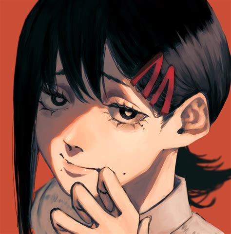 Safebooru 1girl Black Hair Bonjindaaa Chainsaw Man Collared Shirt