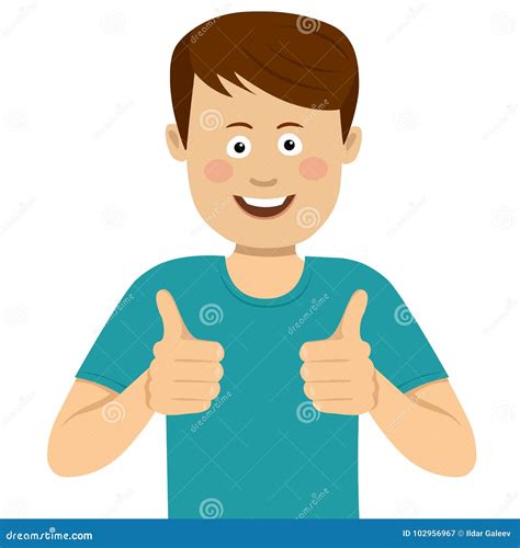 Jeune Homme Heureux Avec Des Pouces Vers Le Haut Illustration De