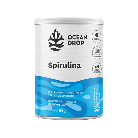 Spirulina Ocean Drop 400mg 240 Tabletes Vitam B12 Ferro Zinco