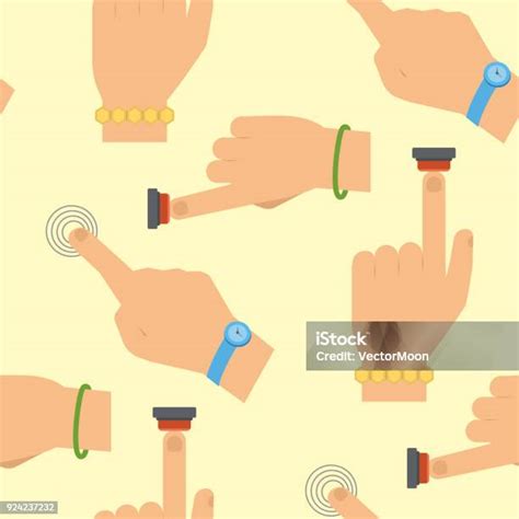 Tangan Tekan Tombol Merah Kontrol Jari Vektor Start Up Lengan Dorong