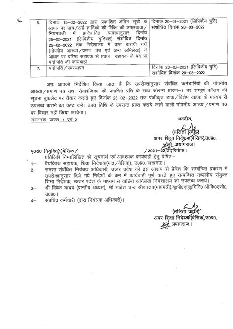 शिक्षा विभाग के अधीनस्थ कार्यालयों विद्यालयों संस्थानों में कार्यरत