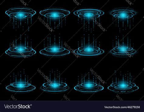 Hud Futuristic Circular Virtual Portals Holograms Vector Image