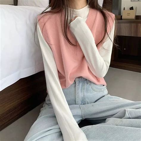 Jual Natha Vest Crop Vest Luaran Rajut Wanita Polos Kerah V Omb