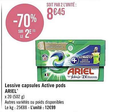 Promo Lessive Capsules Active Pods Ariel chez Supermarchés
