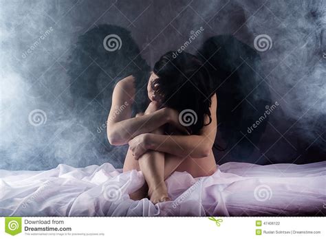 Naked Woman With Black Wings Stock Photo Image Of Wings Passion