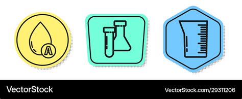 Set Line Water Drop Test Tube And Flask Chemical Vector Image