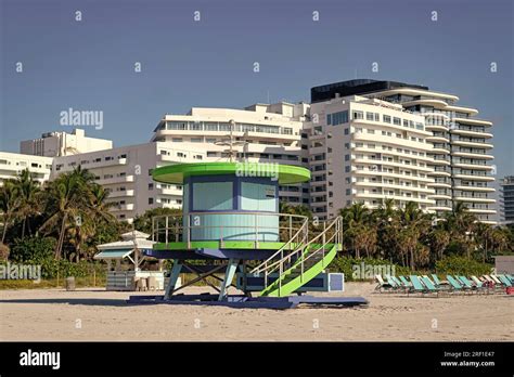 Image Of Blue Lifeguard At Miami Beach Lifeguard At Miami Beach