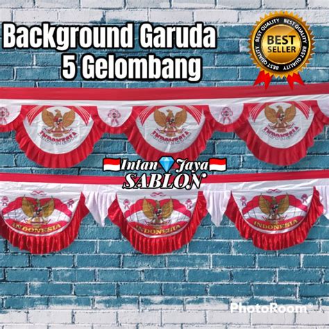 Jual BENDERA MERAH PUTIH BACKGROUND GARUDA CANTIK 5 GELOMBANG Shopee