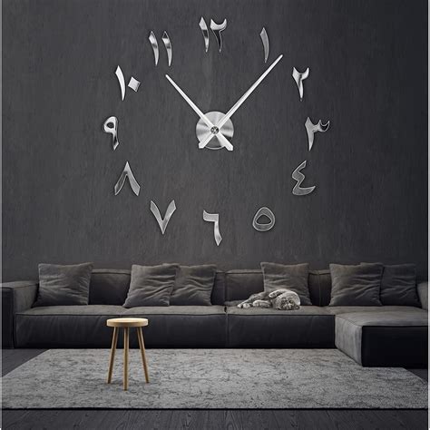 Декоративен стенен часовник арабски 3d безшумен самозалепващ се огледални акрилни цифри