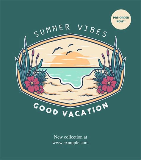 Premium Vector Summer Beach Vibes Vector Design With Vintage Tropical