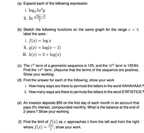 Solved A Expand Each Of The Following Expression I Chegg