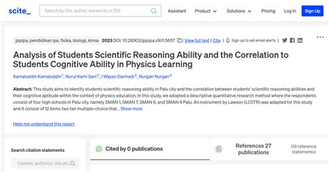 Analysis Of Students Scientific Reasoning Ability And The Correlation