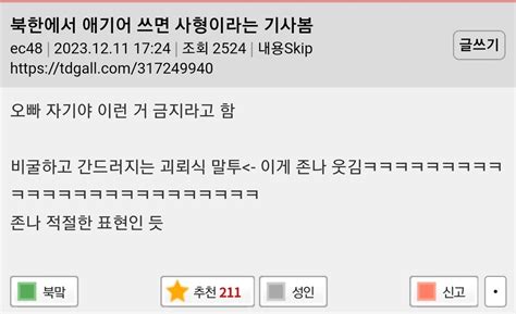 더쿠 애기어 쓰면 최대 사형이라는 북한