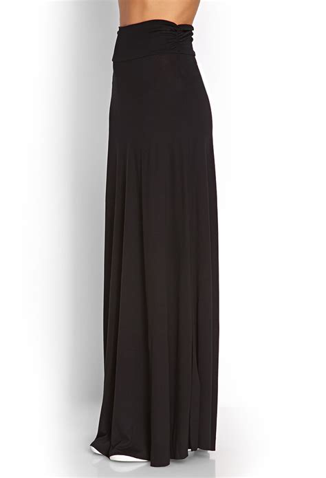 Lyst Forever 21 Ruched Side Maxi Skirt In Black