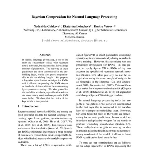Bayesian Compression For Natural Language Processing Acl Anthology