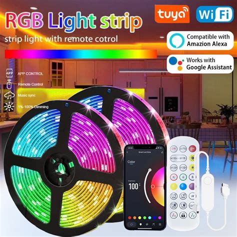 Tuya Led Strip Light Wifi App Control 5050 Rgb Led Lights Alexa