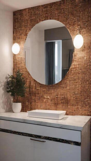 Premium AI Image Bathroom Of A Home With Twotone Tiles Divided By A