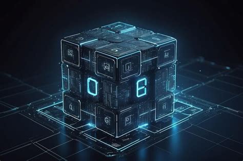 premium photo big data cube quantum computer server concept background 3d blockchain cube