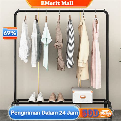 Jual Stand Hanger Gawang Besi Kuat Stand Hanger Single Minimalis Gantungan Pakaian Portable