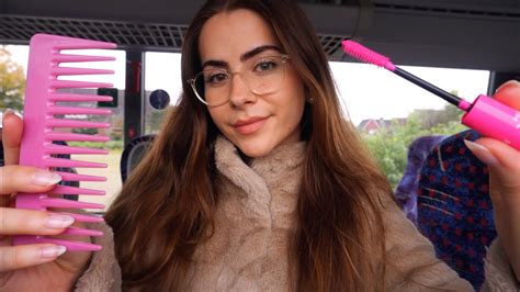 Asmr In Real Bus 🚌 Popular Mean Girl Does Your Makeup Roleplay Youtube