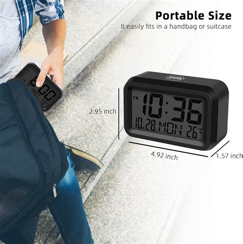 Buy SUPLEDCK Battery Operated Digital Alarm Clock With Calendar Temperature Auto Hybrid LCD