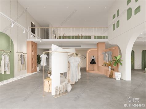 侘寂极简女服装鞋店3d模型下载【id1140054643】知末3d模型网