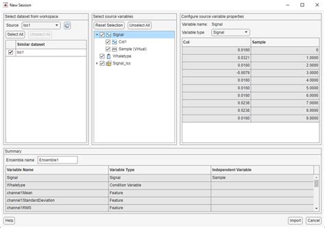 import data into diagnostic feature designer matlab and simulink
