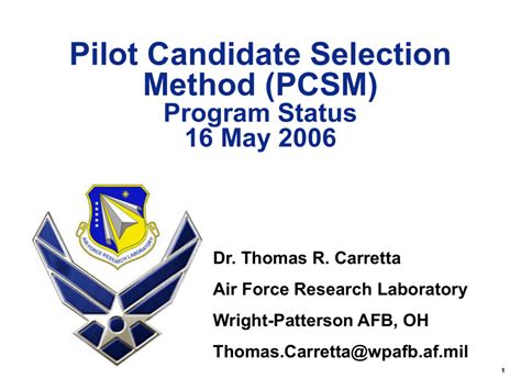 Pilot Candidate Selection Method PCSM Program Status 16 May