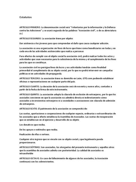 Modelo De Estatutos De Una Empresa Pdf