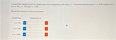 Solved Compute The Standard Error For Sample Means From A Chegg