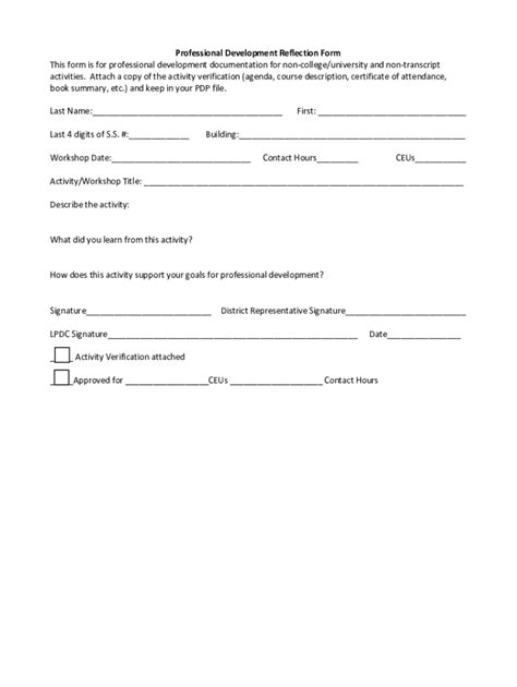 Fillable Online Professional Development Reflection Form Docx Fax Email Print Pdffiller