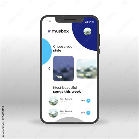 Blue Music Box Ui Ux Gui Screen For Mobile Apps Design Modern Responsive User Interface