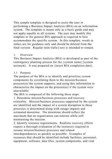 Information Technology Contingency Plan Template Docx