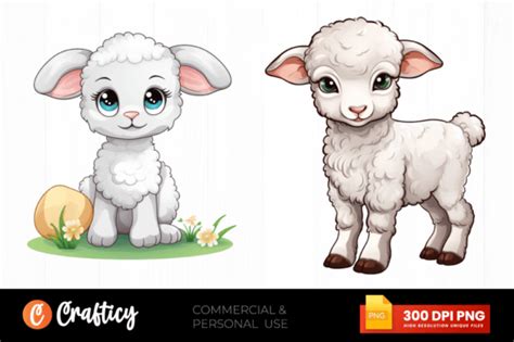 Little Cute Easter Lamb Clipart Set Graphic By Crafticy · Creative Fabrica