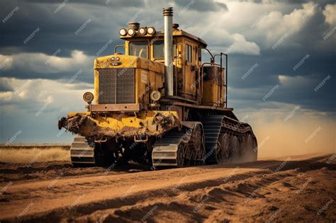 Premium Photo Side Profile Of A Grader Moving Along A Gravel Road