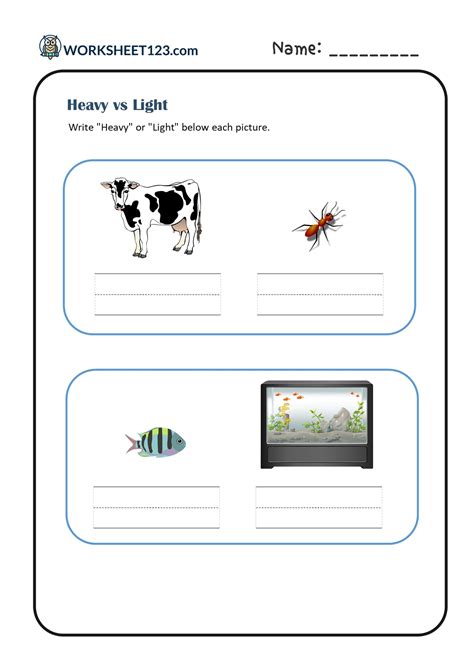 Heavy And Light Worksheets For Preschool Heavier Lighter Heaviest