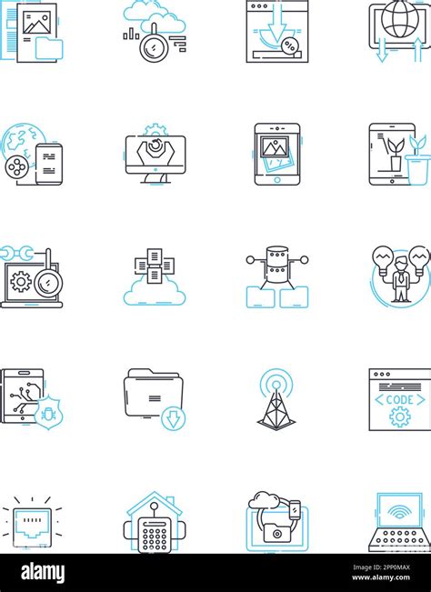 Virtual Security Linear Icons Set Encryption Firewall Authentication Malware Passwords