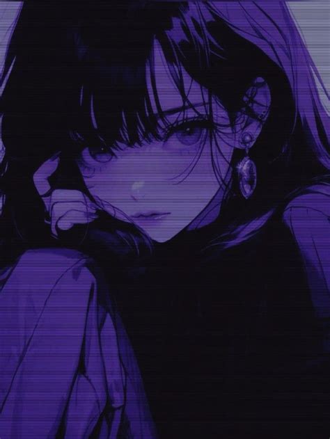 Anime Icon Purple Colour Eskiz Sevimli Anime Kızı Fotoğraf